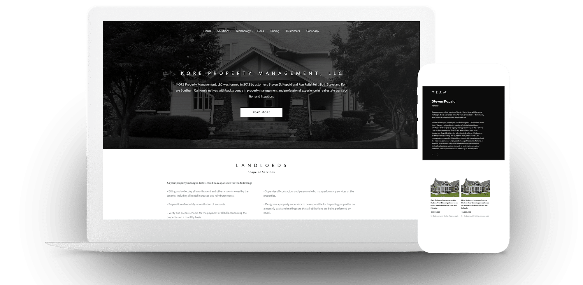 Landing Page Design for Management Firm